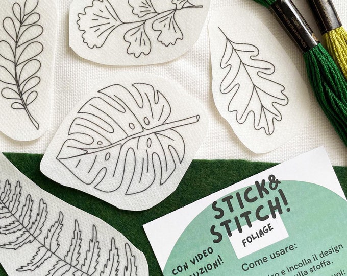 5 Embroidery Stickers Stick and Stitch Foliage Designs Embroidery ...