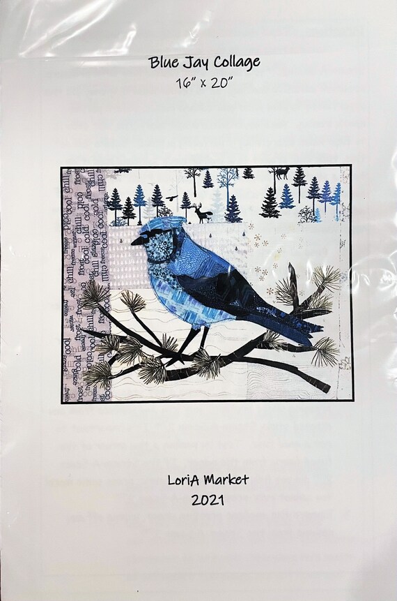 Blue Jay Fabric Collage Pattern | Etsy
