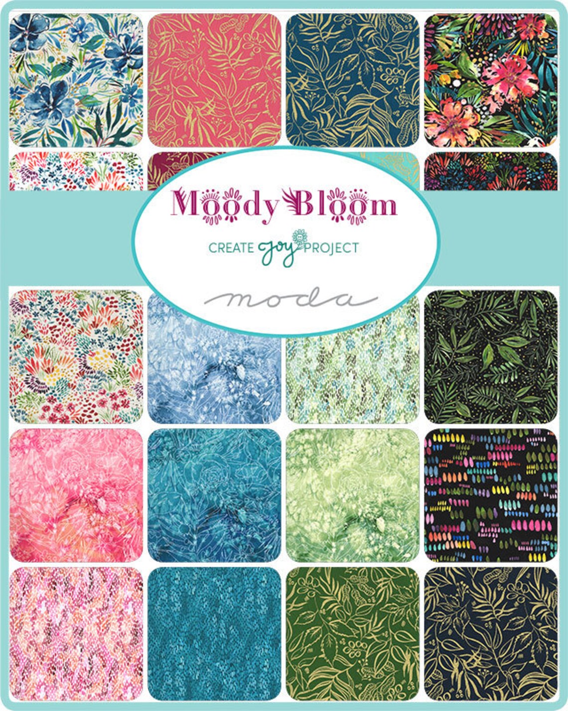 Moda MOODY BLOOM Quilt Fabric By-the-1/2-yard by Laura Muir - 8445 12D ...