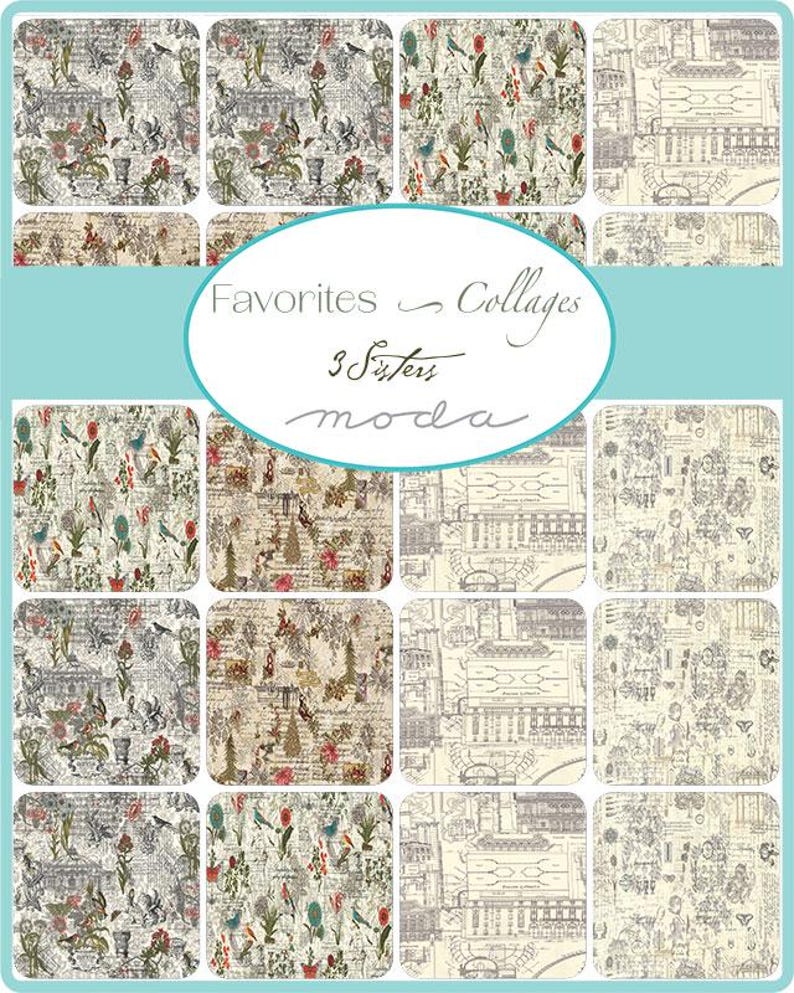 Moda 3 SISTERS FAVORITES COLLAGES Quilt Fabric By-the-1/2-yard by 3 ...