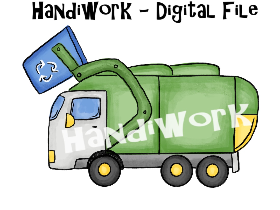 Watercolor Garbage Truck Png Design, Cute Garbage Truck Sublimation ...