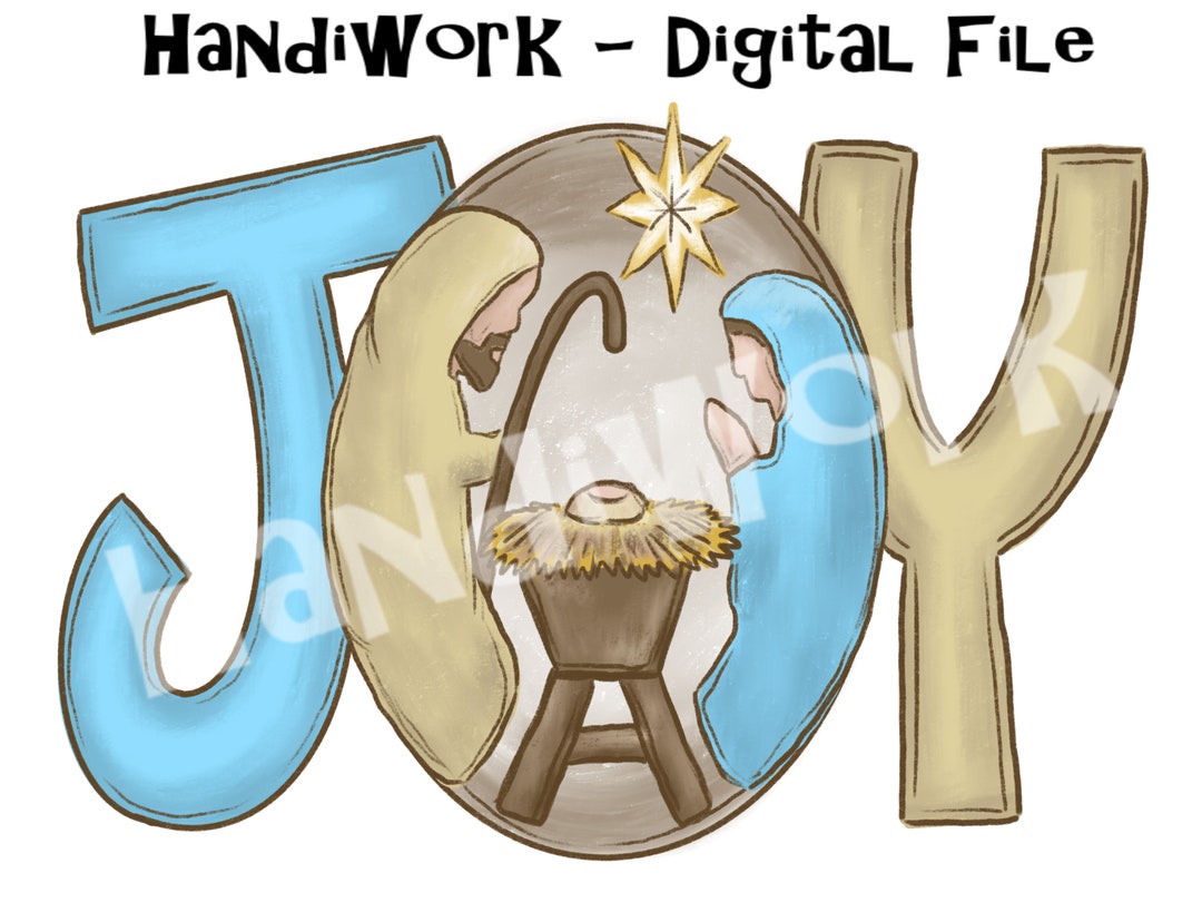 Nativity Watercolor PNG File, Joy Nativity Design, Nativity Sublimation ...