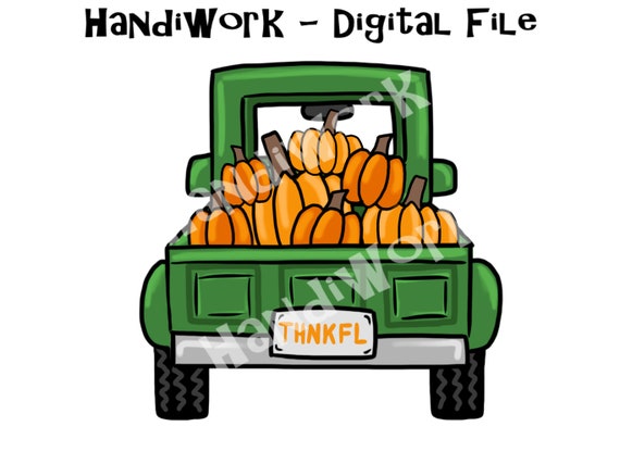 Green Truck With Pumpkins PNG File Green Fall Truck Boy Fall | Etsy
