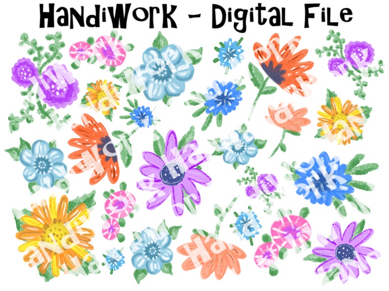 Bright Colored Flower Clip Art Bright Flowers Sublimation - Etsy