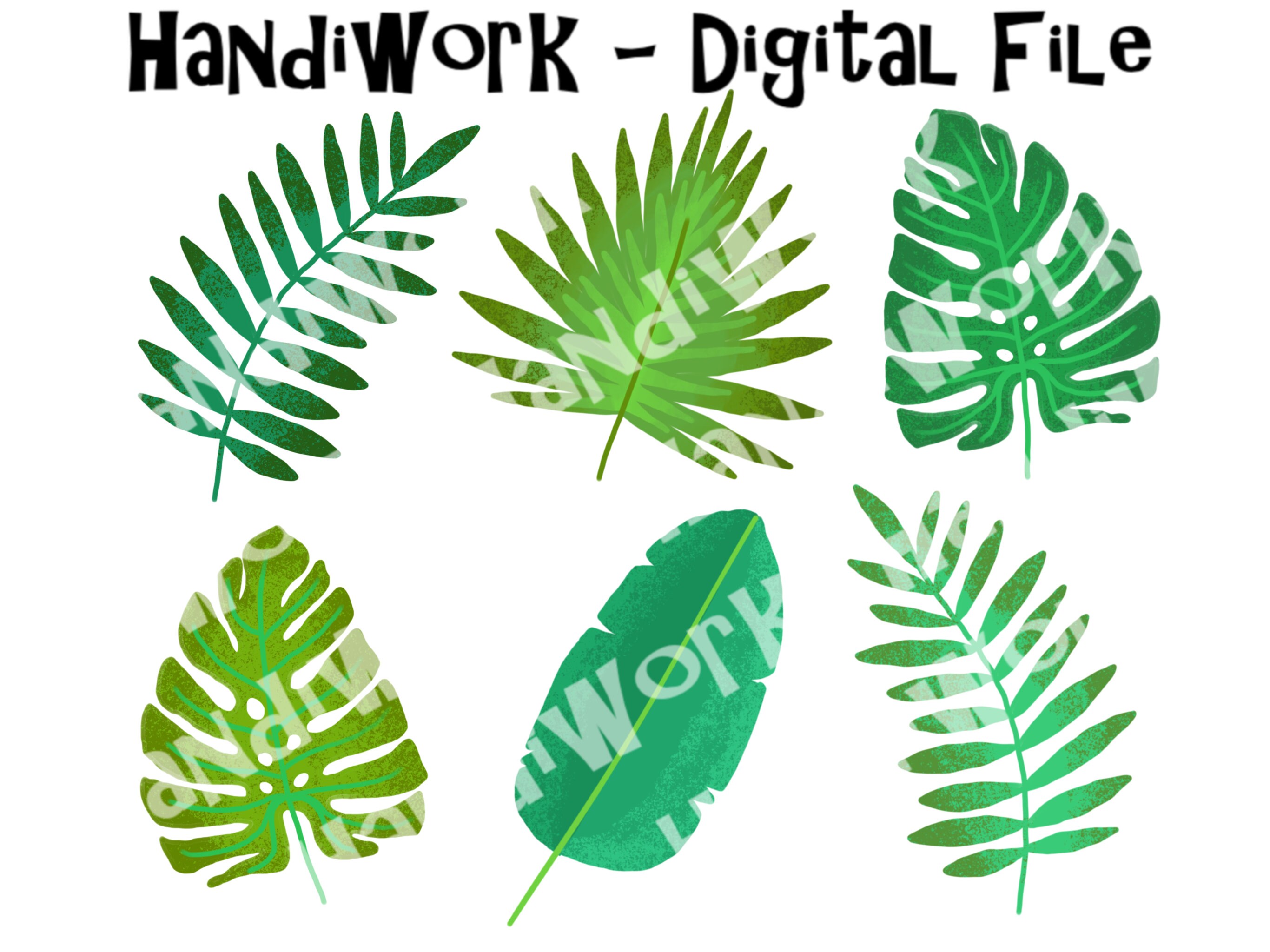 Tropical leaves clip art tropical leaves sublimation palm | Etsy