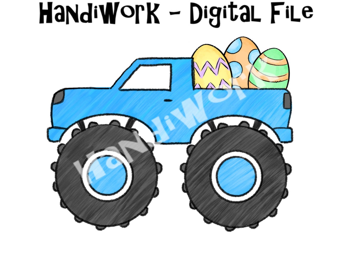 Monster Truck With Eggs Png Design, Easter Monster Truck Sublimation ...