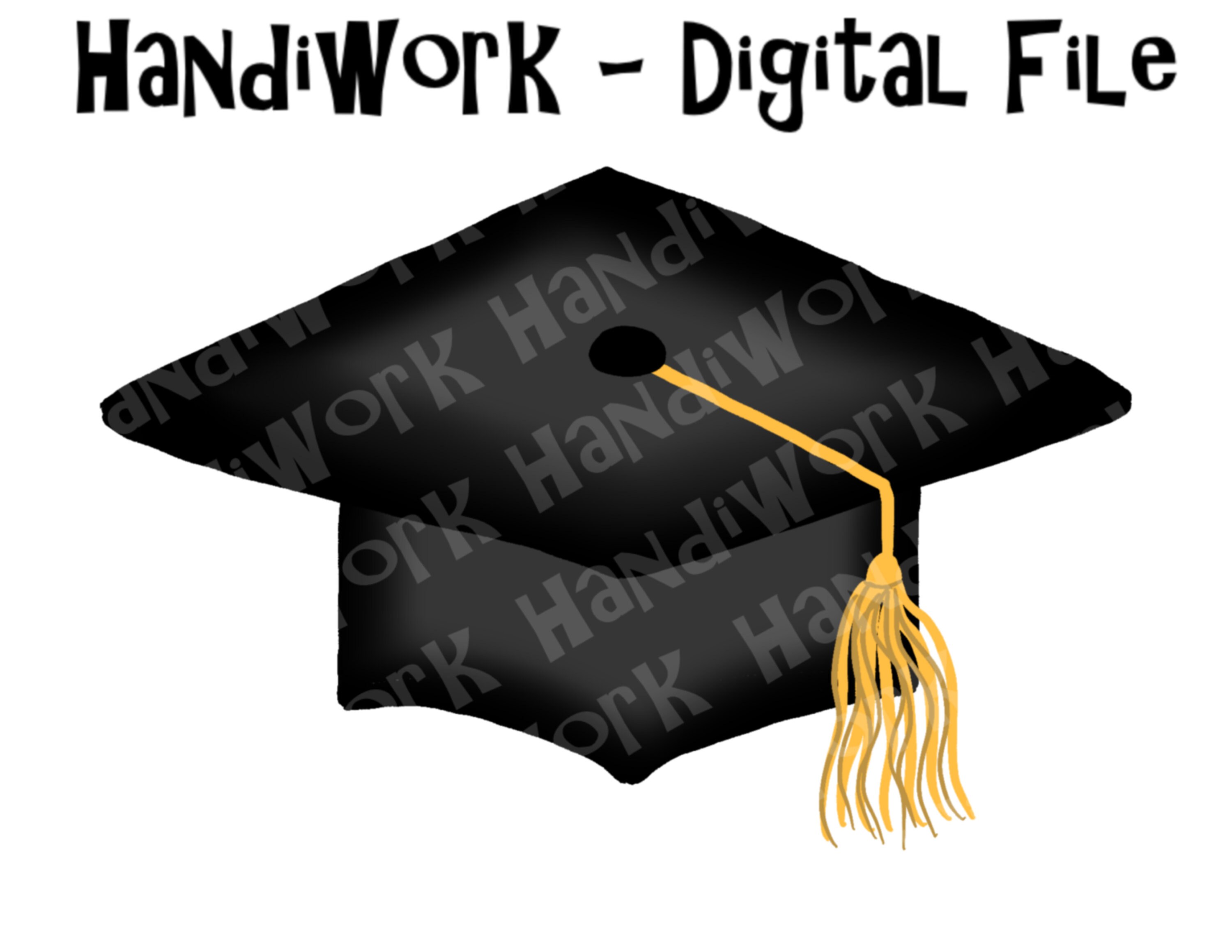 Graduation Hat Png Black and Gold Grad Hat Sublimation - Etsy