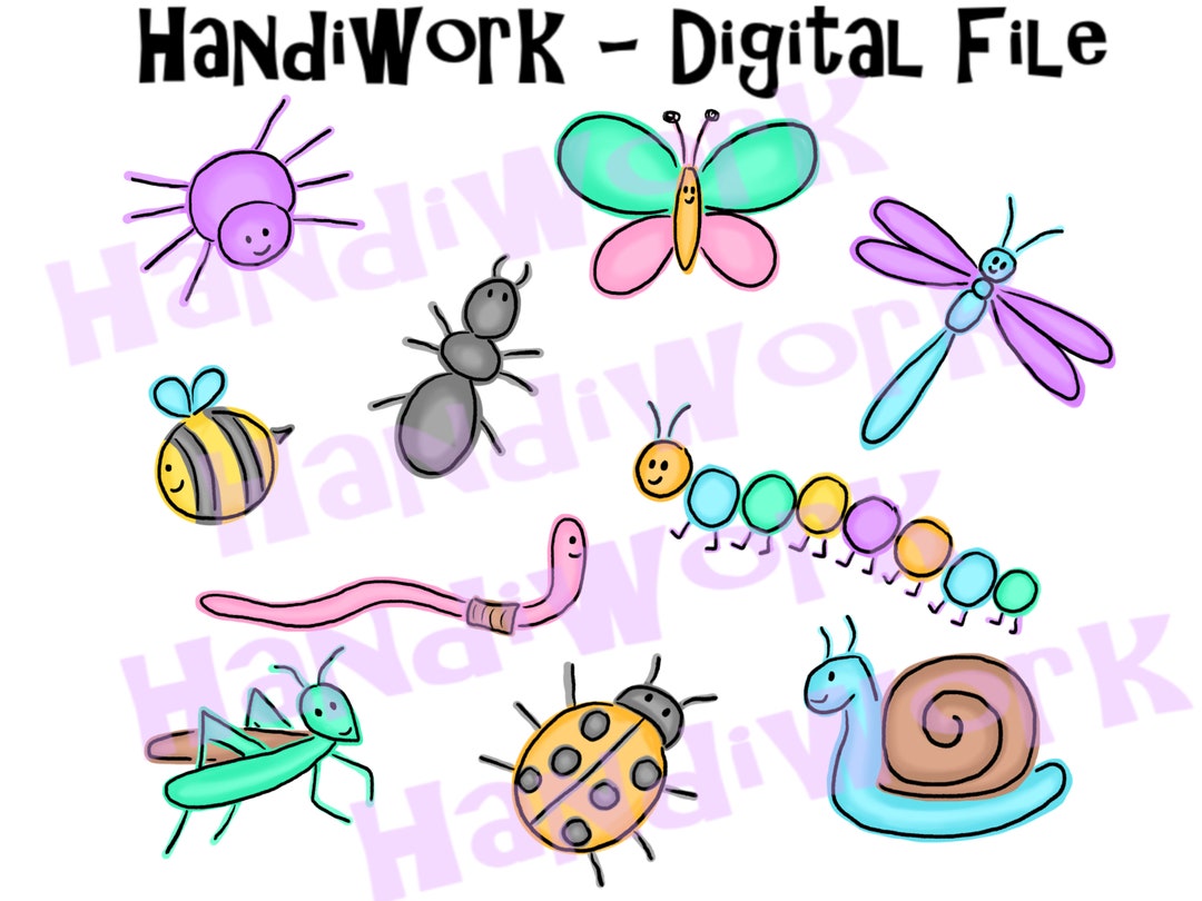 Cute Bug Clip Art Designs, Drawn Girly Bug Sublimation Clip Arts, Cute ...