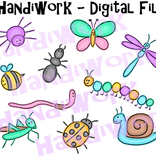 Cute Bugs Clip Art - Etsy
