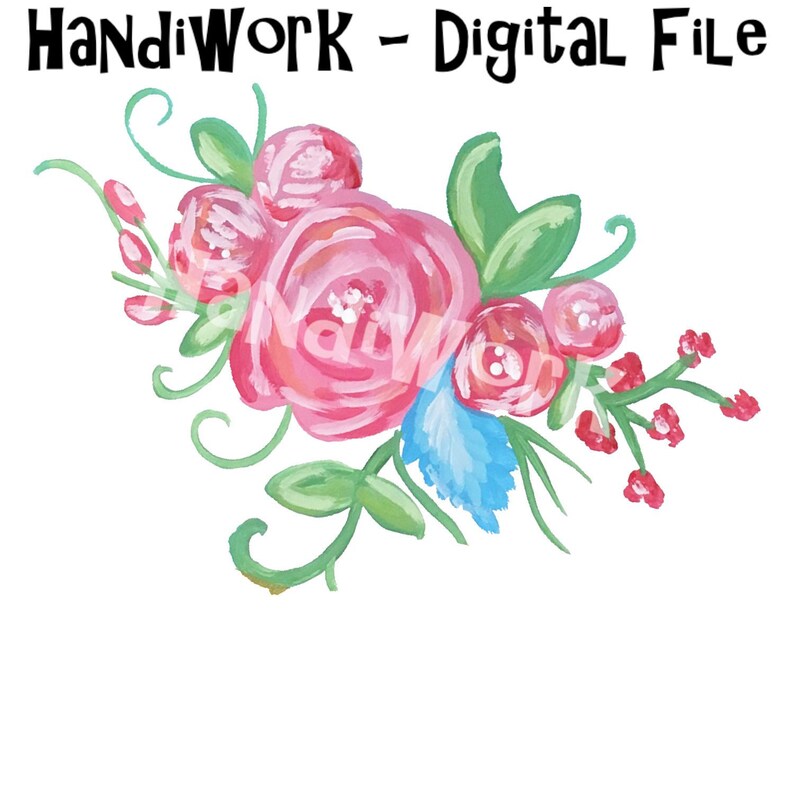 Flower Sublimation Design Painted Flowers PNG Design Pink - Etsy
