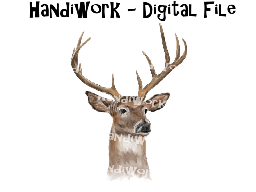 Realistic Watercolor Buck Png Design, Painted Deer Clip Art, Hunting ...