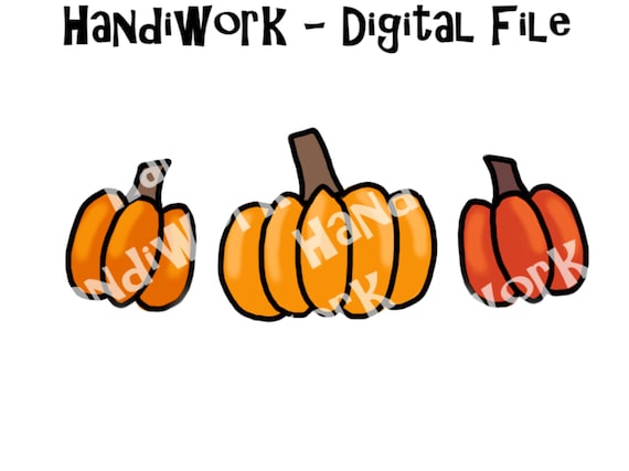 Fall pumpkin clip art png design fall pumpkin trio | Etsy