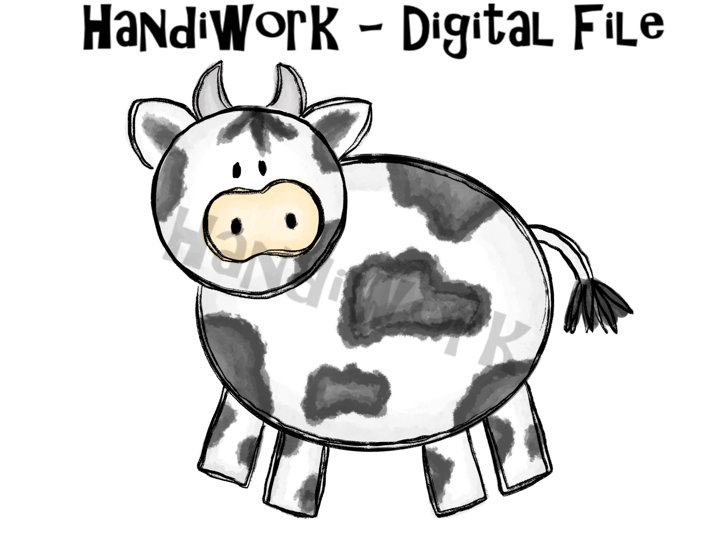 Diseño de png de vaca de acuarela, png de vaca de dibujos animados ...