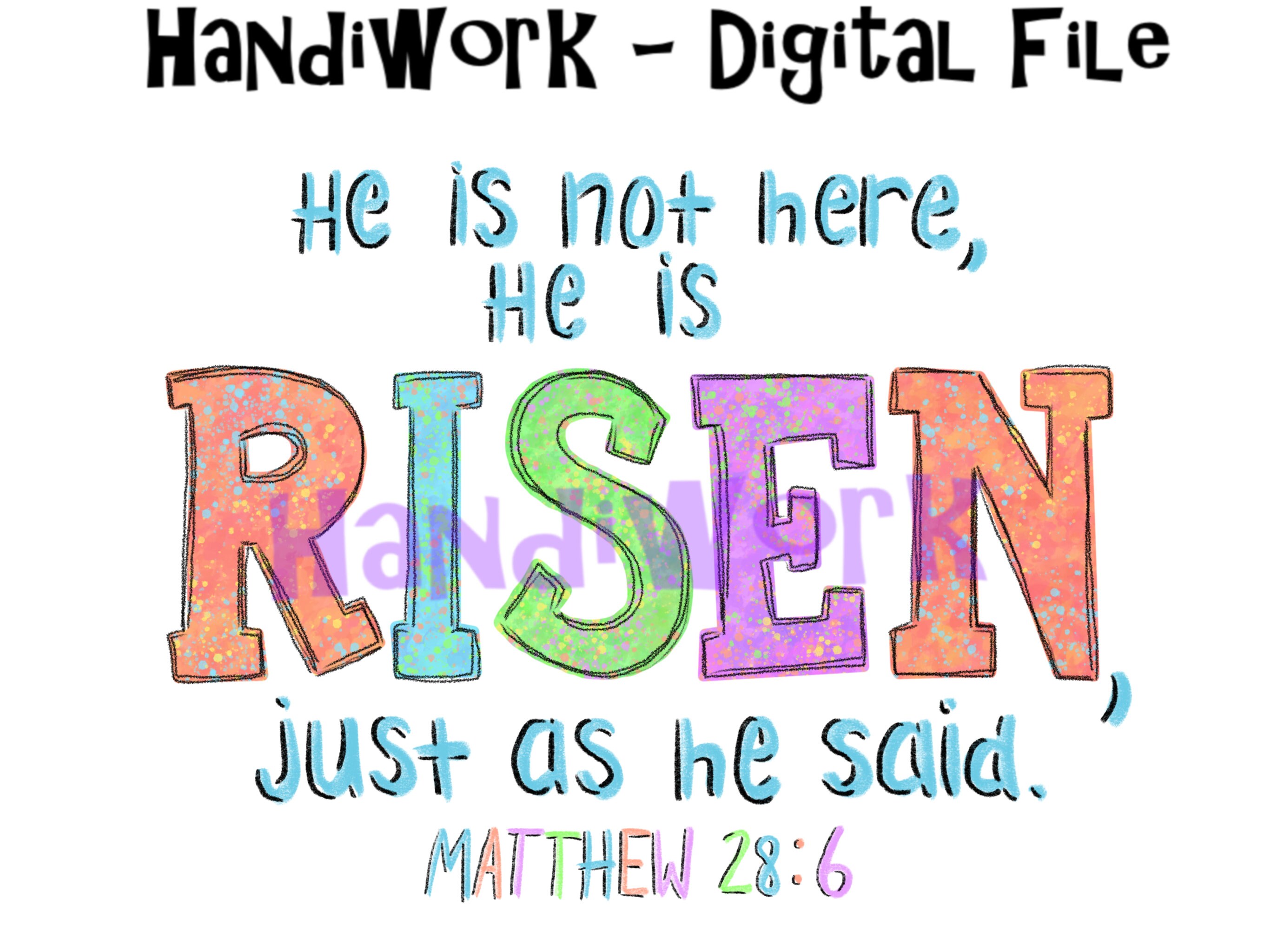 He Has Risen Png Design Matthew 28:6 Sublimation Design He - Etsy