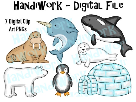 Arctic Animal Clip Art Designs Digital Ice Animal Art - Etsy
