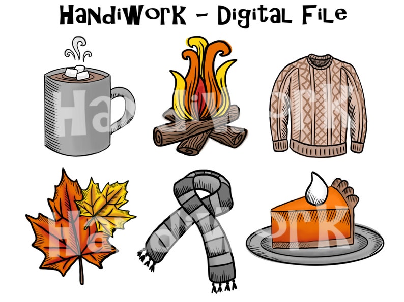 Fall Clip Art PNG File, Watercolor Fall Clip Art, Fall Sublimation ...