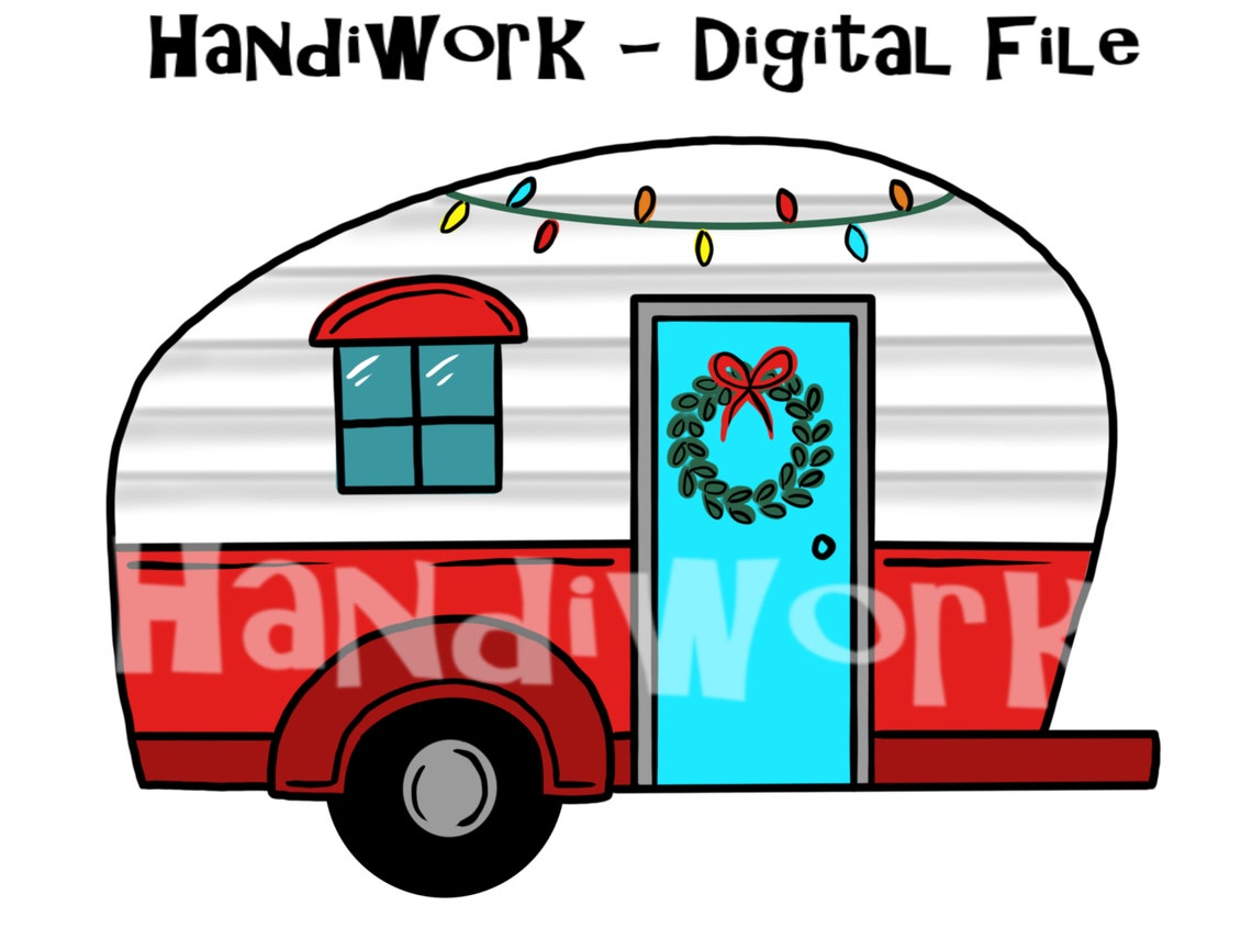 Christmas Camper PNG File, Christmas Camper Clip Art, Cute Painted ...