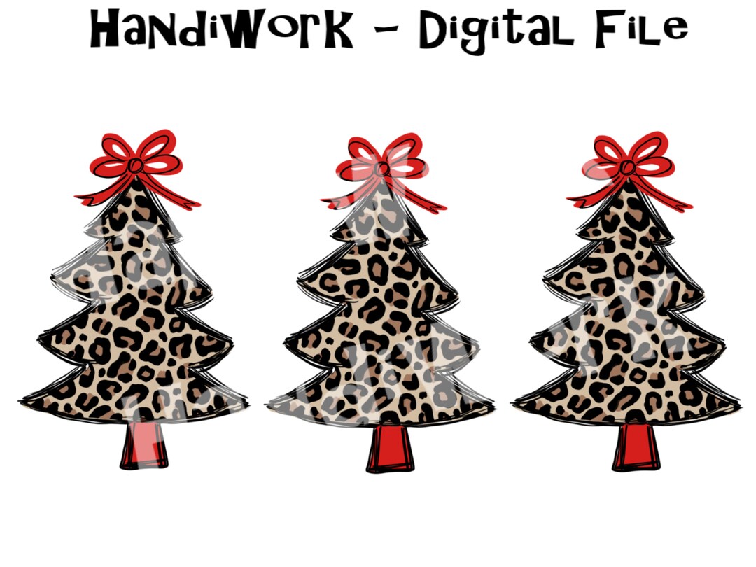 Cheetah Christmas Tree Trio PNG File, Cheetah Christmas Tree Group ...