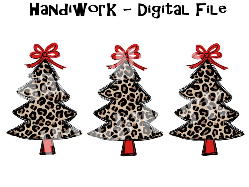 Cheetah Christmas tree trio PNG File Cheetah Christmas tree | Etsy