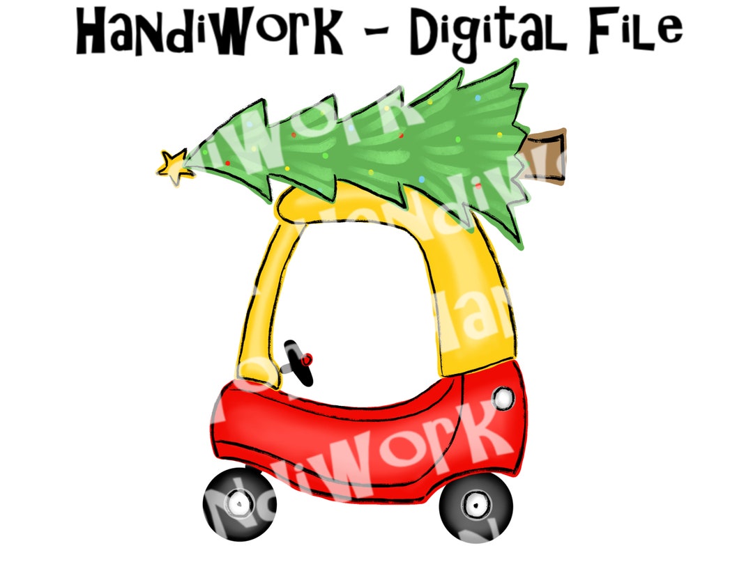 Christmas Kids Red and Yellow Car With Tree Png, Red and Yellow Toy Car ...