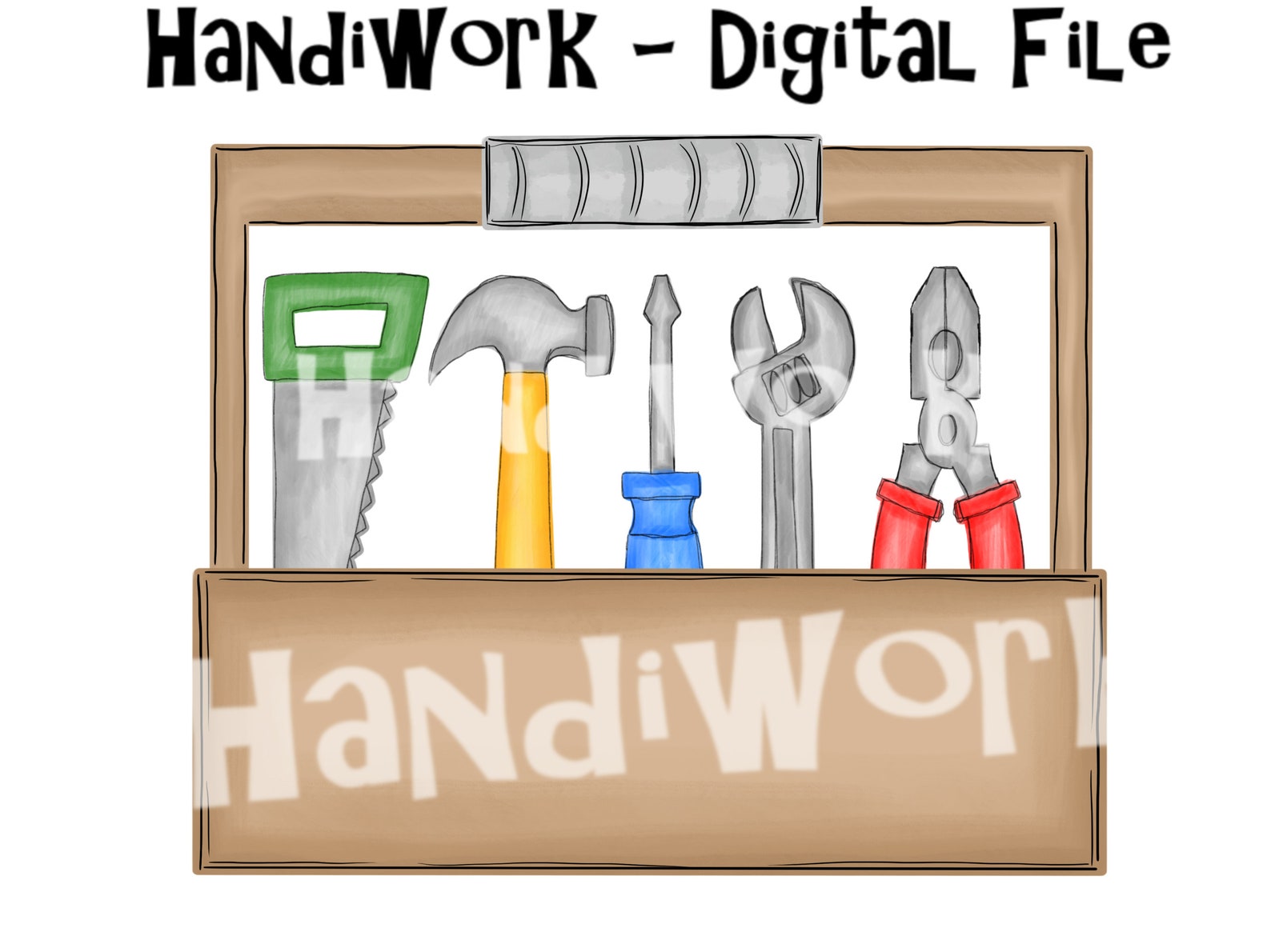 Watercolor Tool Box With Tools Png Design Boy Tool Box | Etsy