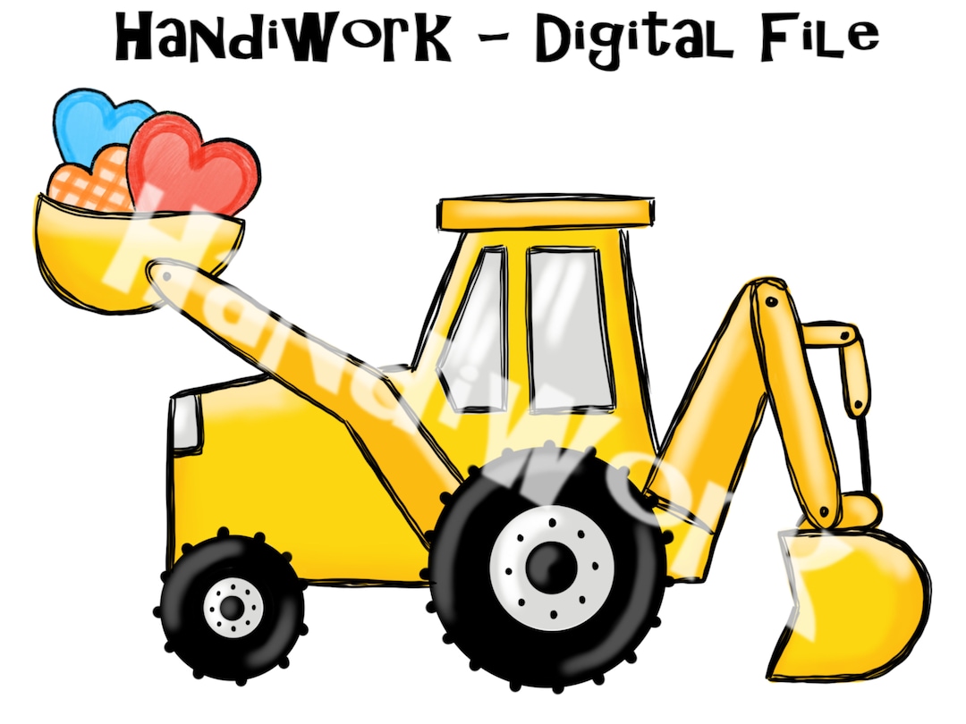 Backhoe Valentines PNG File, Construction Valentines Design, Boy ...