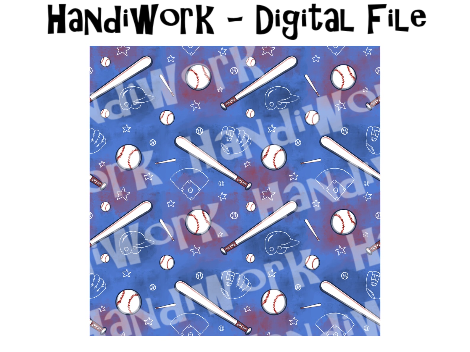 Navy Baseball Digital Seamless Design, Baseball and Bats Digital Paper ...