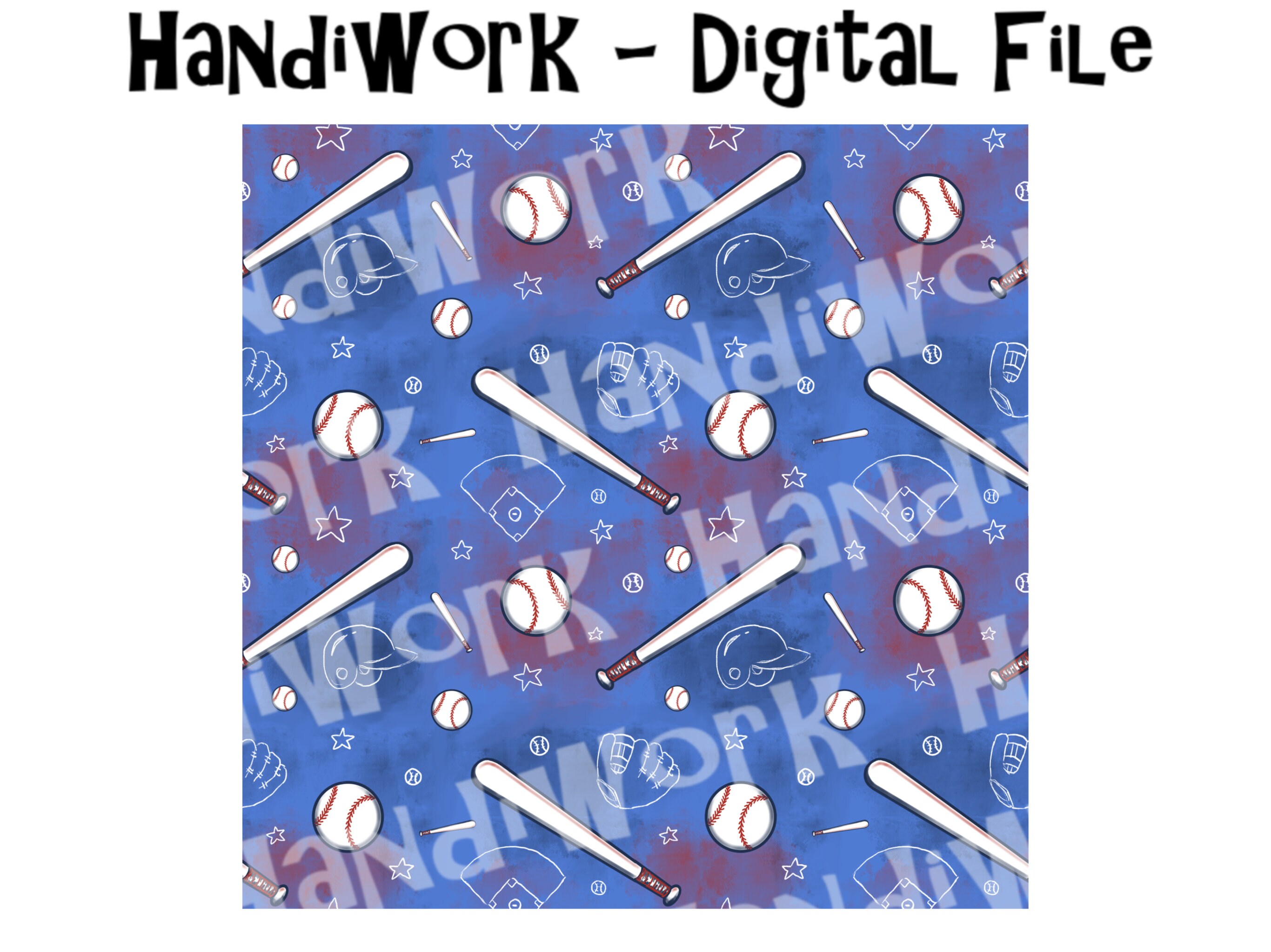 Navy Baseball Digital Seamless Design, Baseball and Bats Digital Paper ...