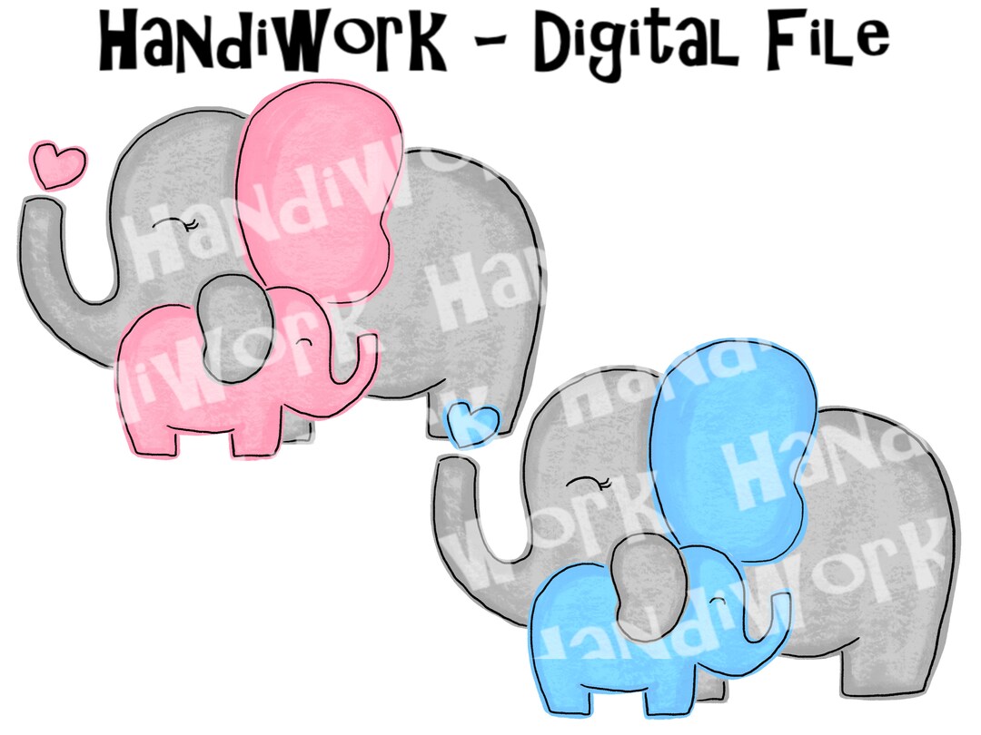 Pink and Blue Baby Shower Elephant Designs, Elephant Gender Reveal ...
