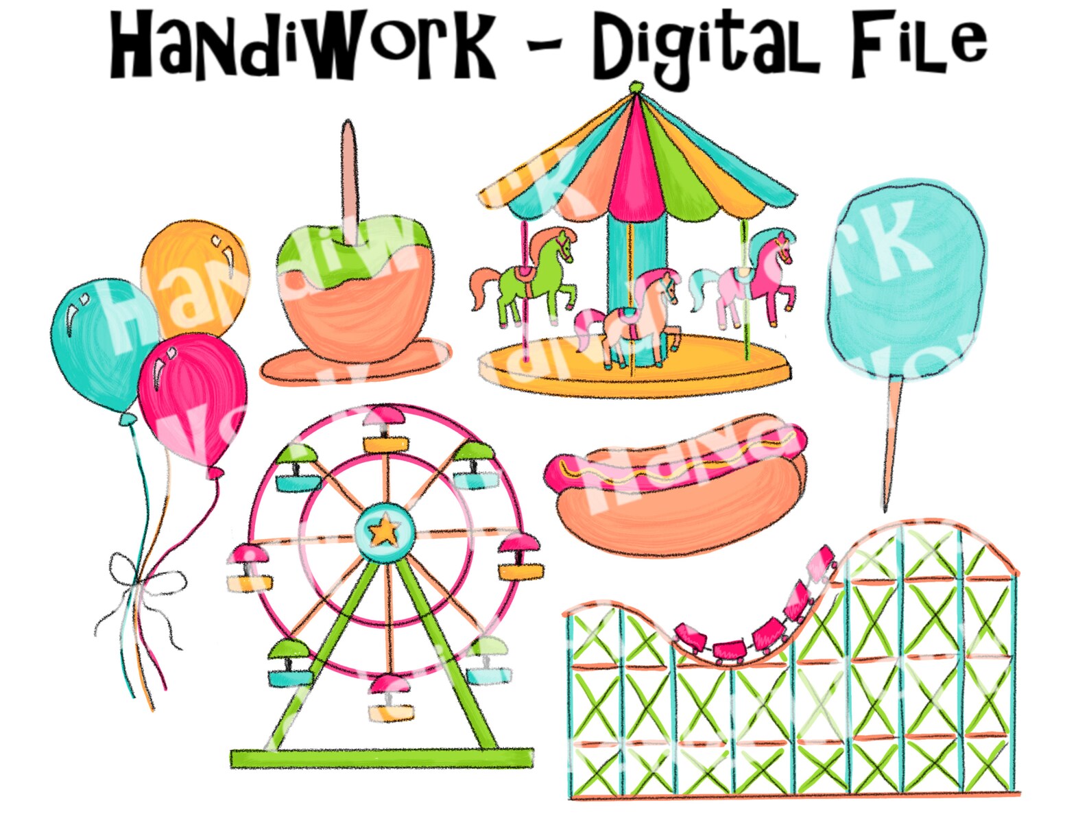 Girly Carnival Clip Art, Painted Carnival Png Designs, Colorful Kids ...