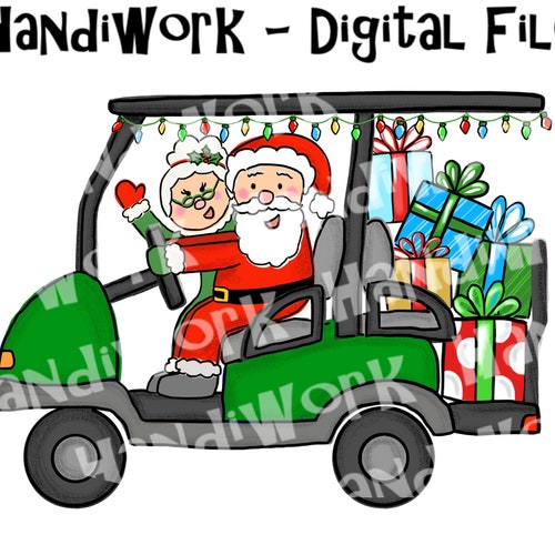 Santa in Golf Cart Png Design Santa Golf Cart Sublimation - Etsy