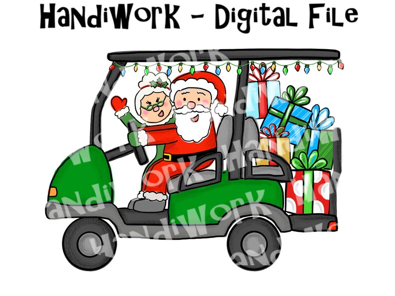 Santa in Golf Cart Png Design, Santa Golf Cart Sublimation Design ...