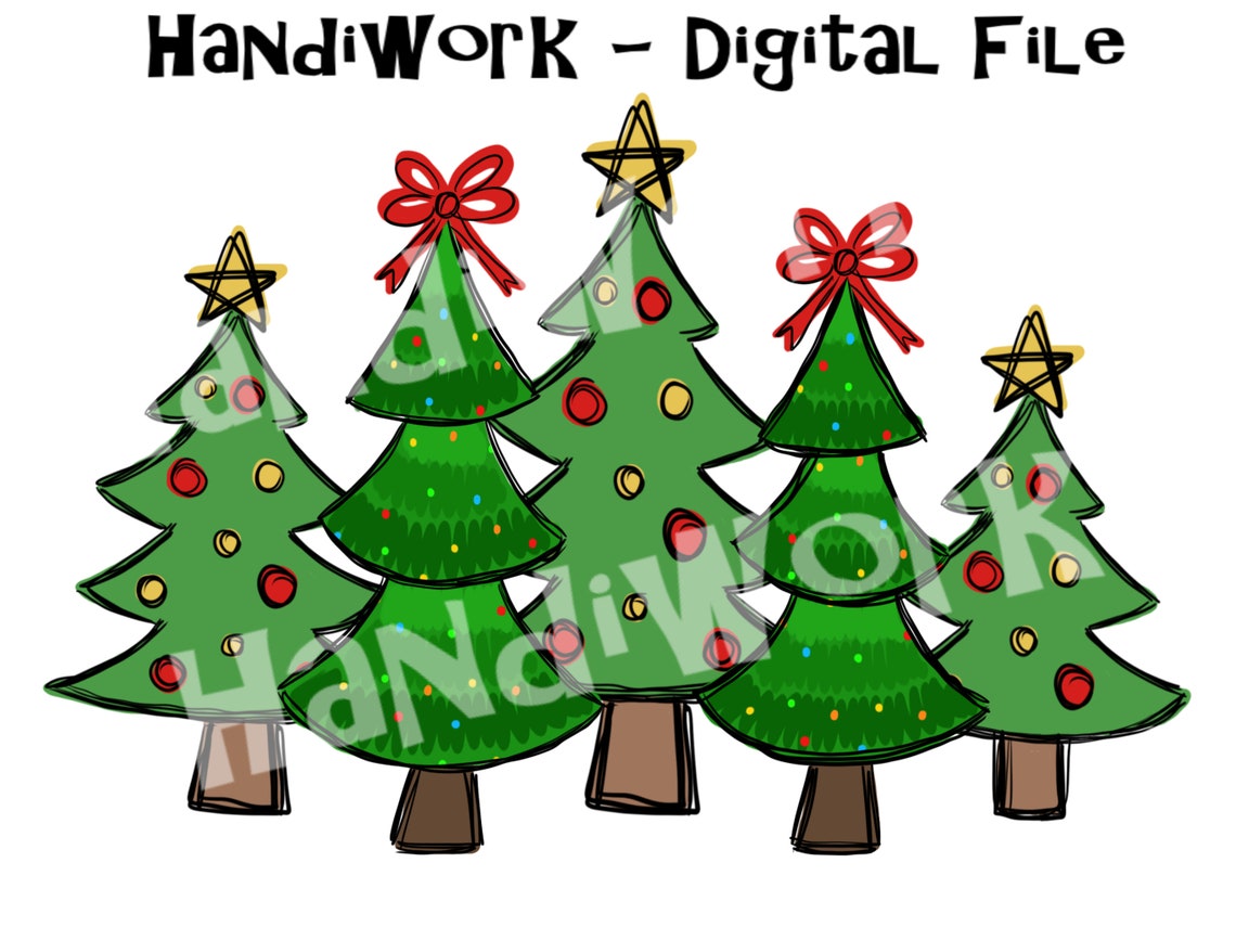 Christmas Tree Group PNG File, Christmas Trees With Lights Png ...