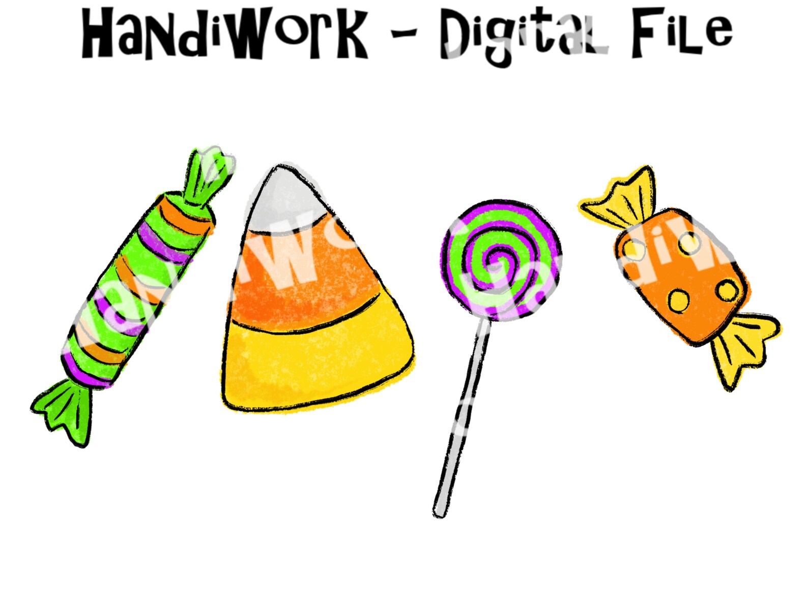 Halloween Candy Clip Art Png Design Trick or Treat Candy | Etsy