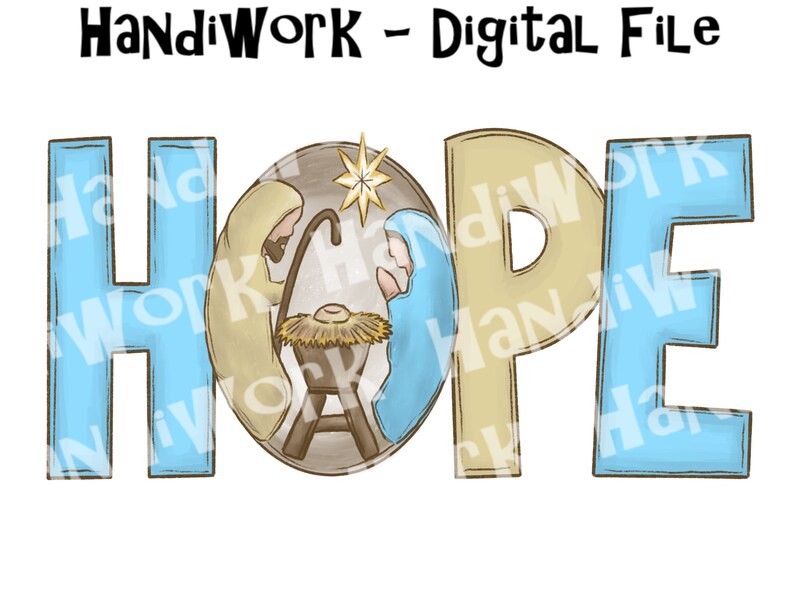 Nativity Watercolor PNG File Hope Nativity Design Nativity - Etsy