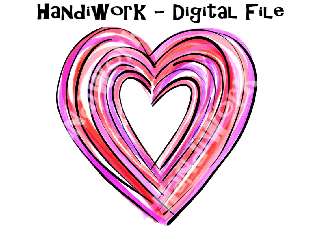 Brush Stroke Heart PNG File, Valentine's Day Painted Heart, Watercolor ...