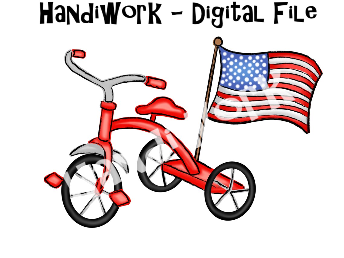Fourth of July Red Tricycle Png Design Red Tricycle With - Etsy