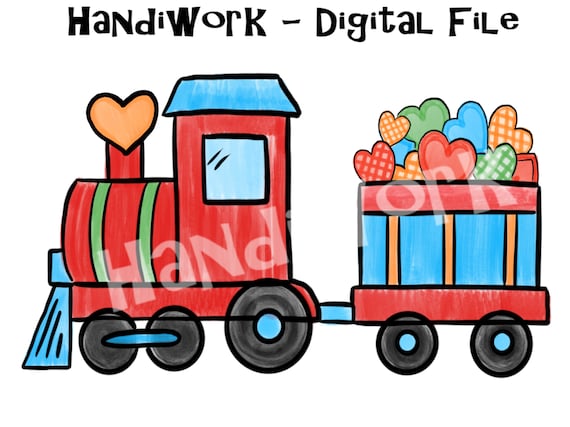 Valentine's Train PNG File Painted Valentine's Train | Etsy