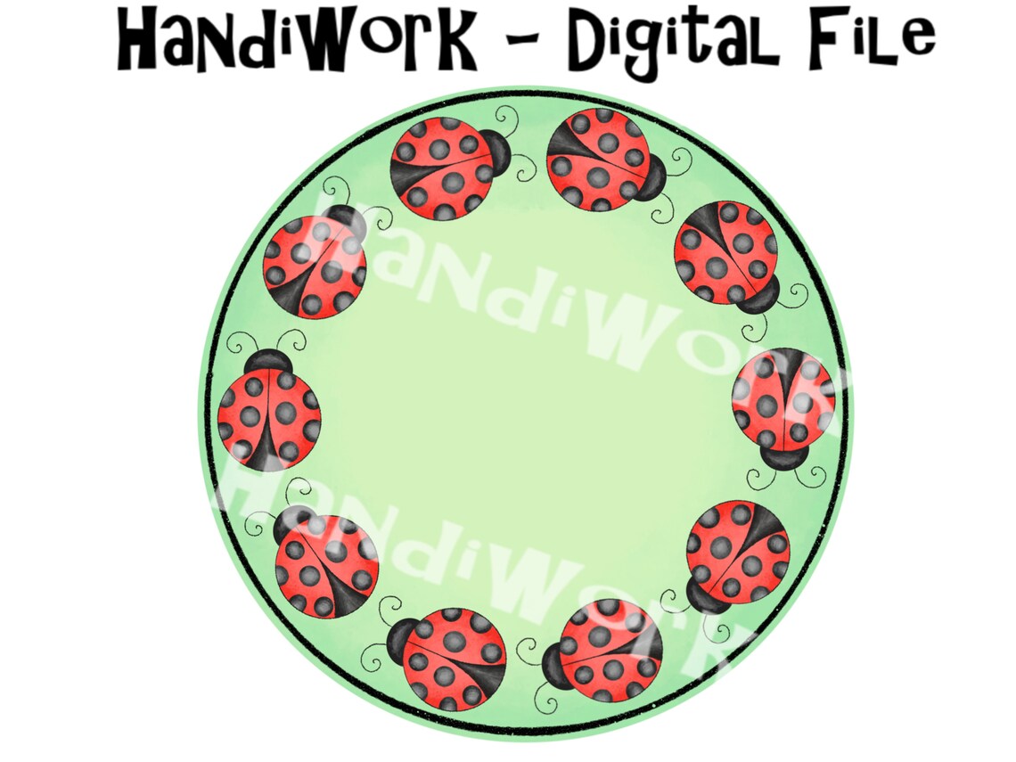 Lady Bug Monogram Circle Png Design, Watercolor Lady Bug Name Frame ...