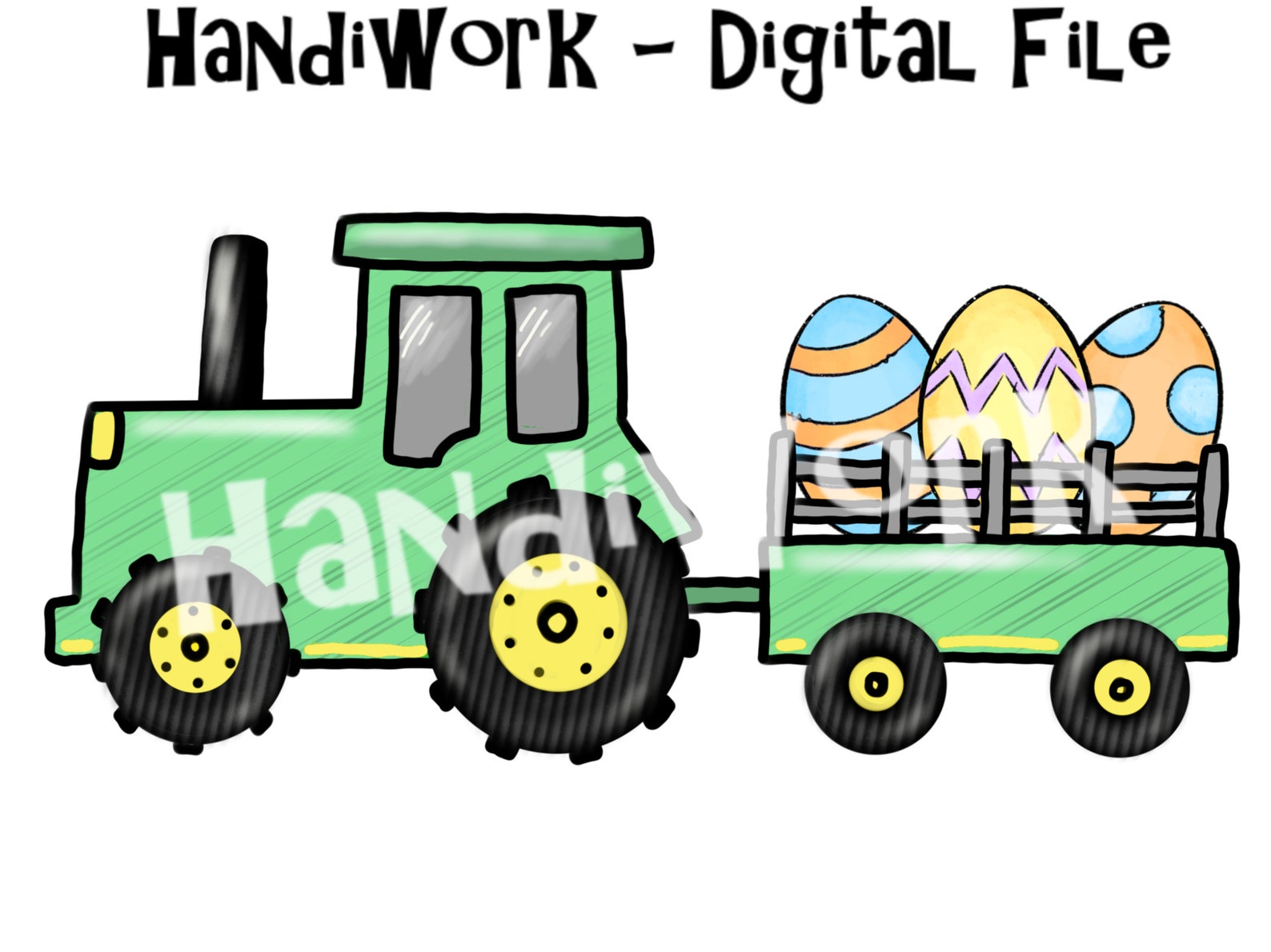 Green Tractor With Easter Eggs PNG File Easter Tractor | Etsy