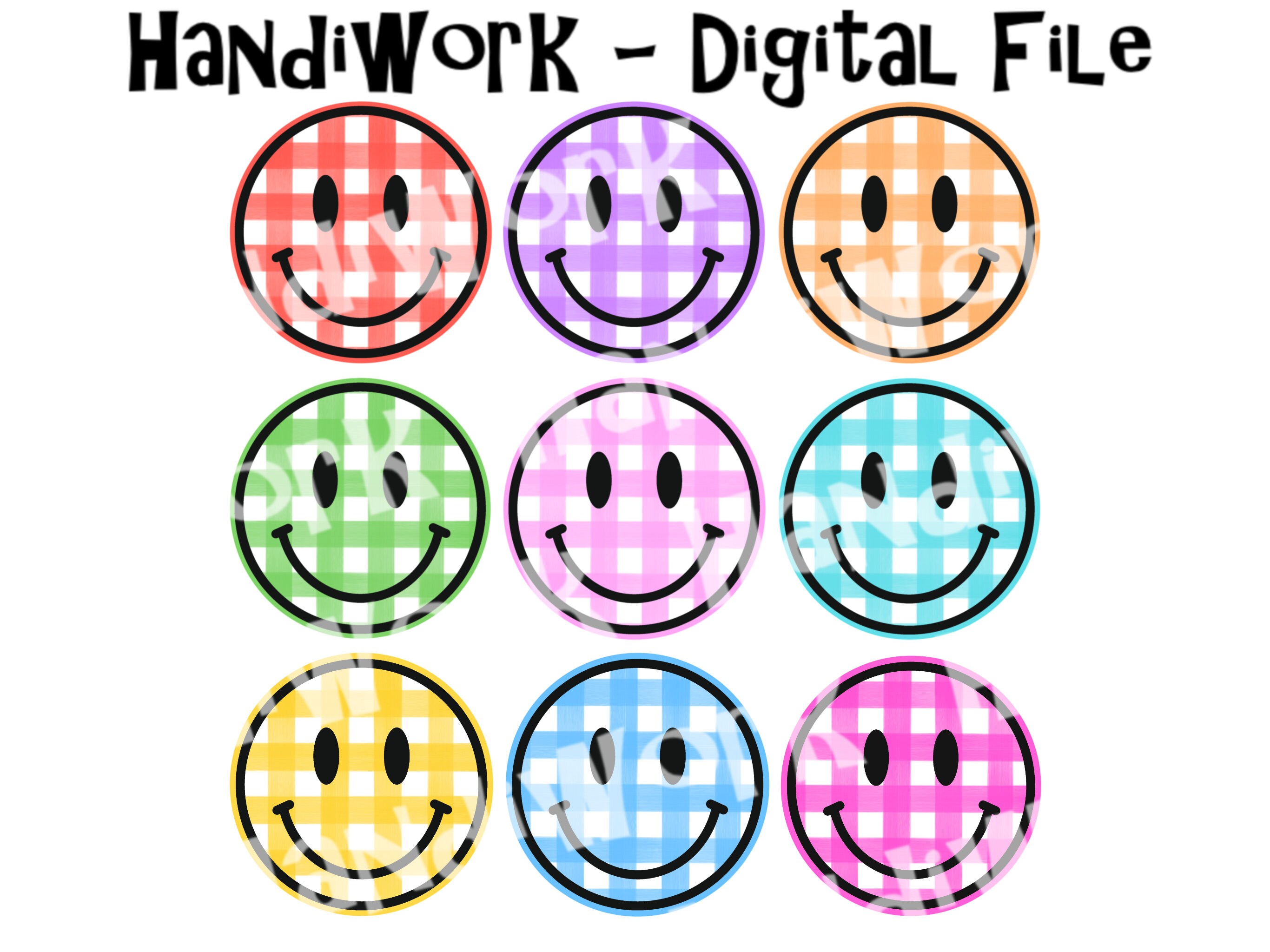 Smiley Face Group Design Png, Plaid Smiley Face Watercolor Sublimation ...