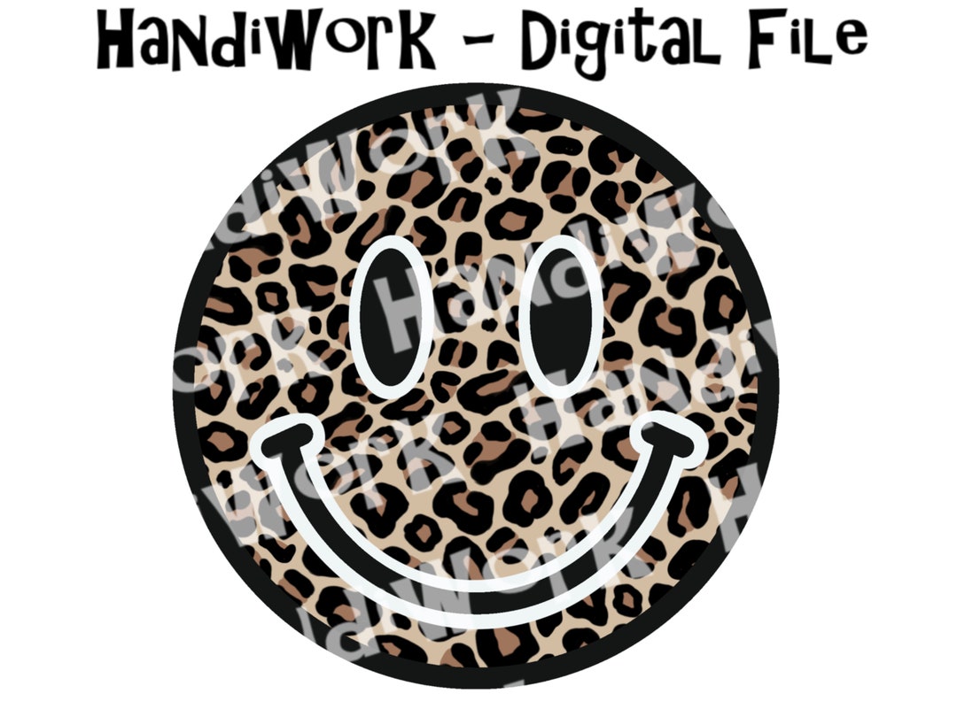 Cheetah Smiley Face Design, Leopard Smiley Face Sublimation, Retro ...