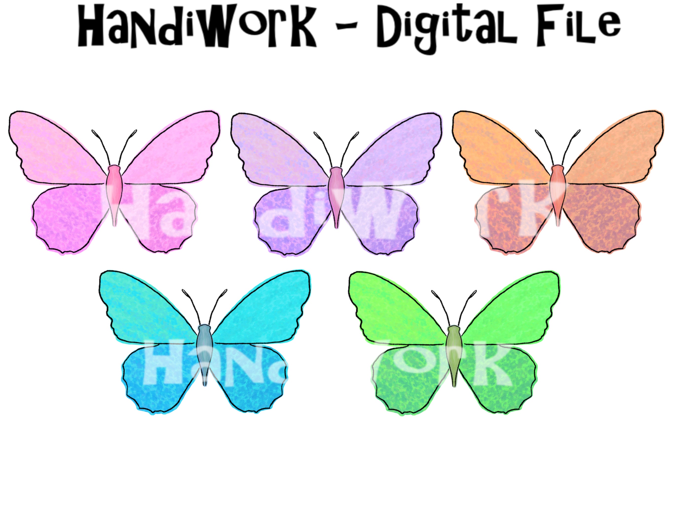 Girly butterfly clip art png designs colorful butterflies | Etsy