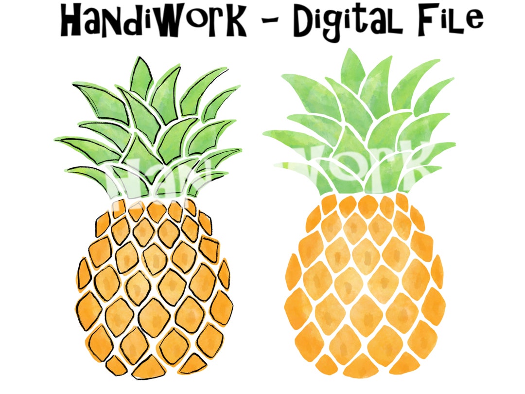 Pineapple Watercolor Png Design, Pineapple Sublimation Design, Sketchy ...
