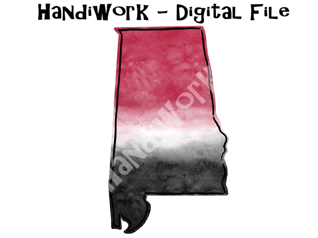 Crimson, Black and White Alabama PNG File, Watercolor Crimson Alabama ...