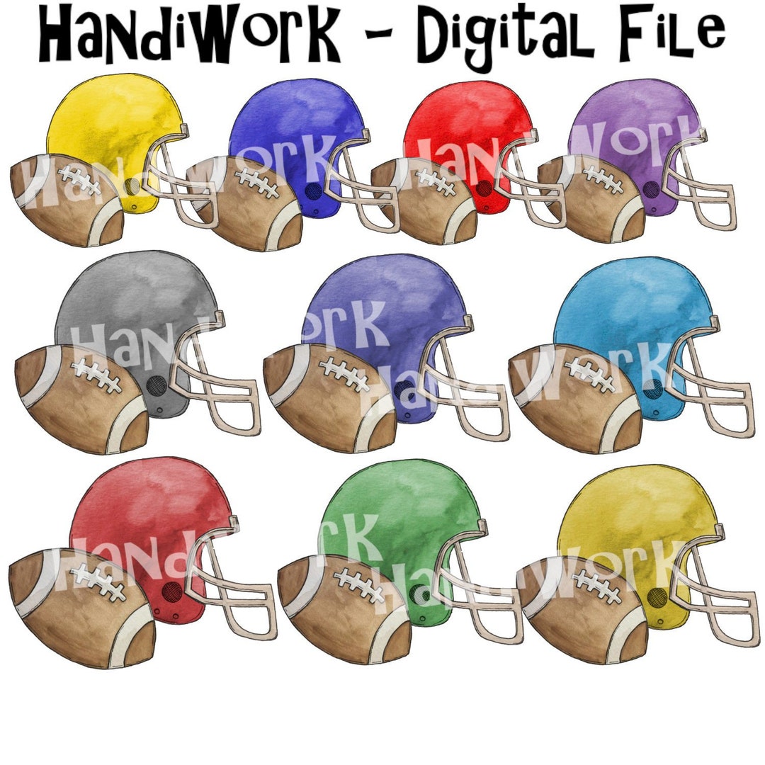 Football Helmet and Football PNG, Watercolor Football Helmet and ...