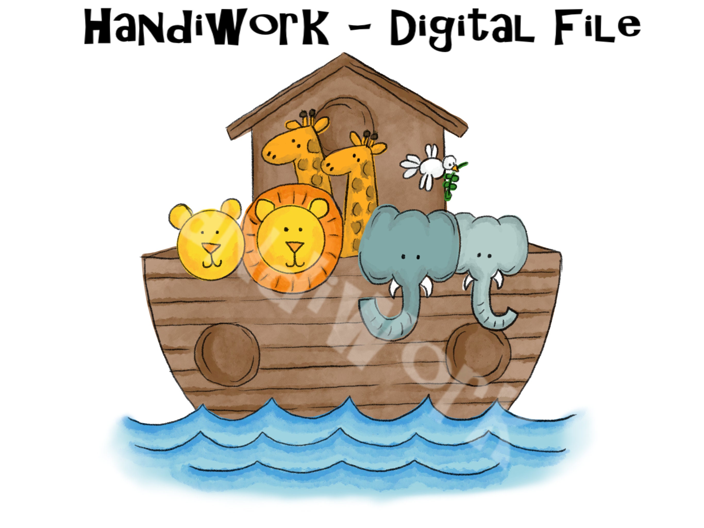 Noah's Ark PNG File Animal Design Watercolor Noah's | Etsy