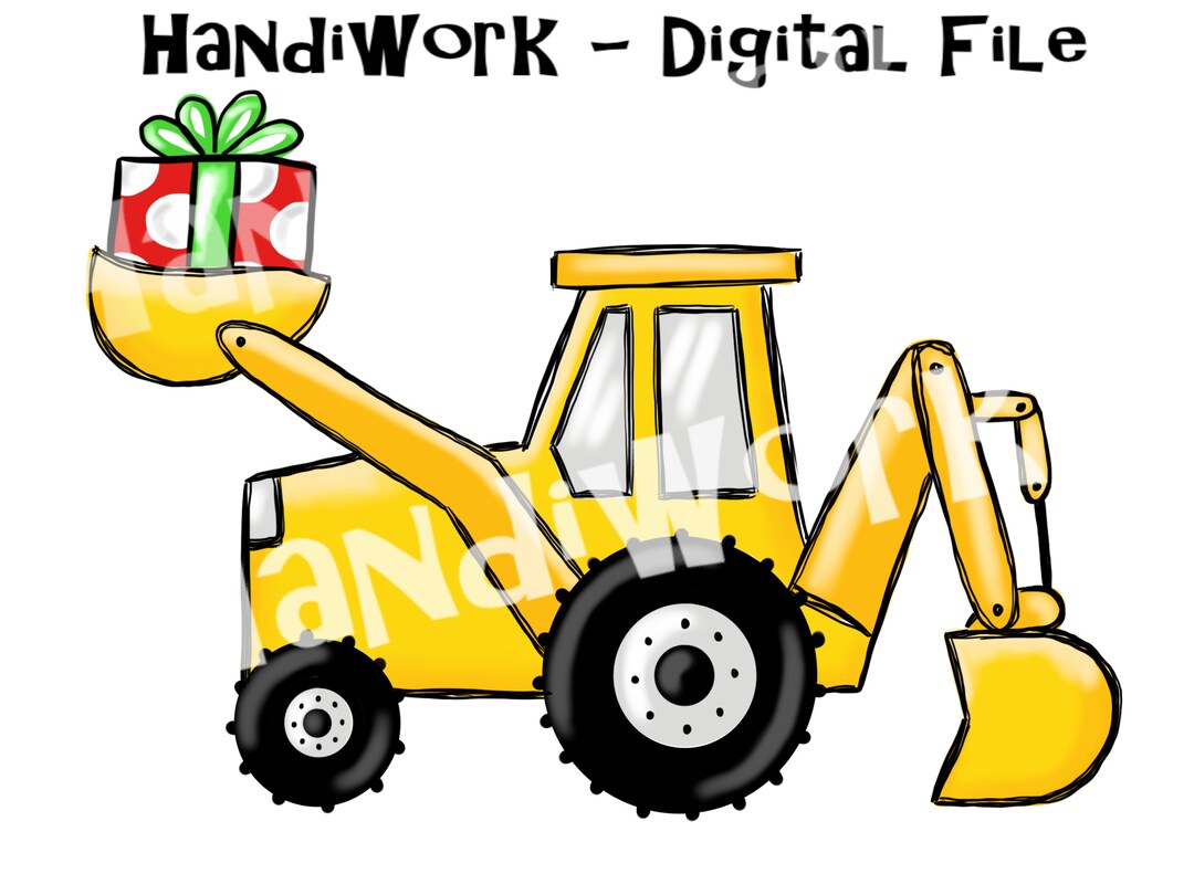 Backhoe Christmas PNG File, Construction Christmas Design, Boy ...