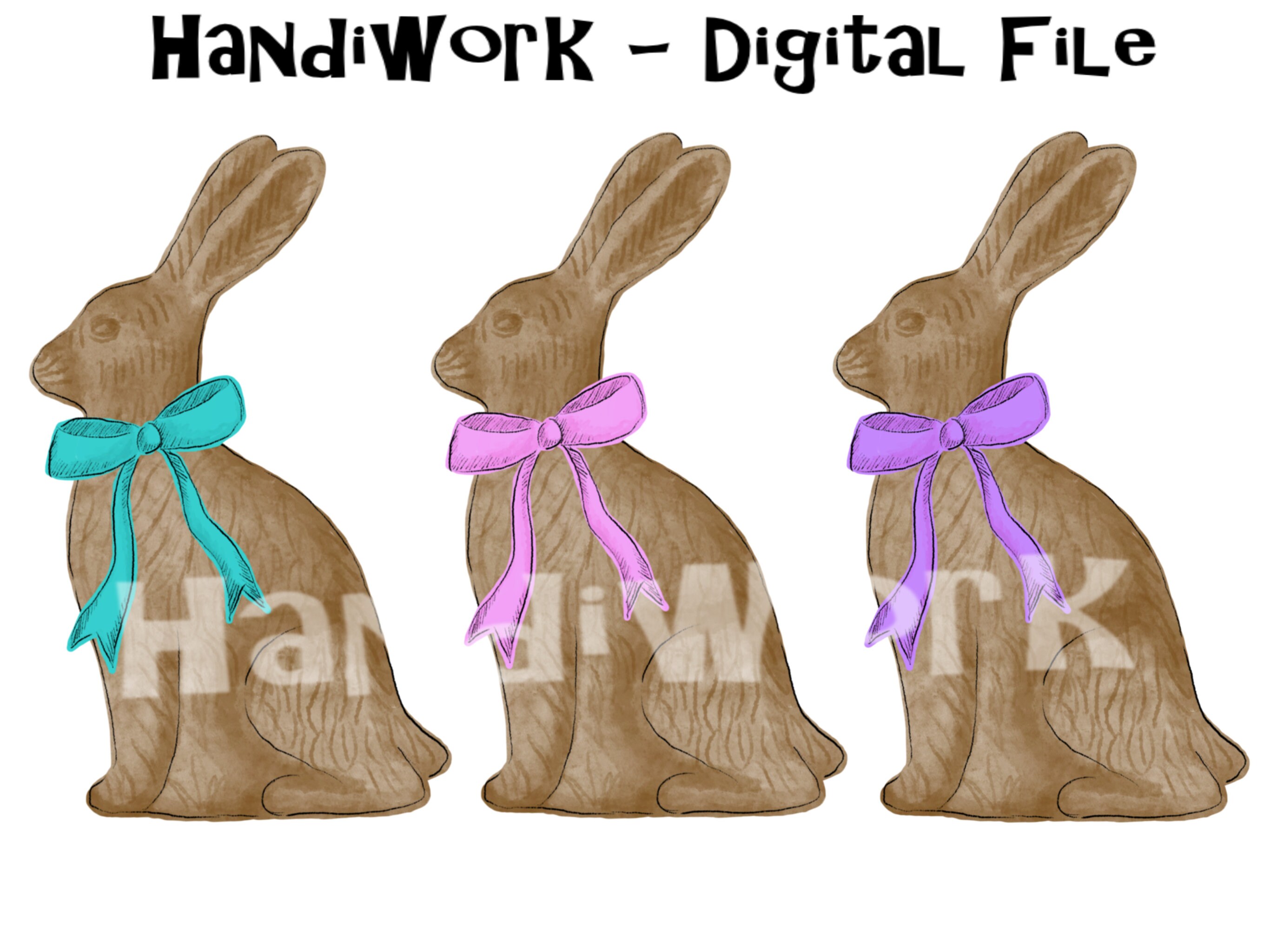 Chocolate Easter Bunny Trio PNG File, Easter Bunny Candy Png ...