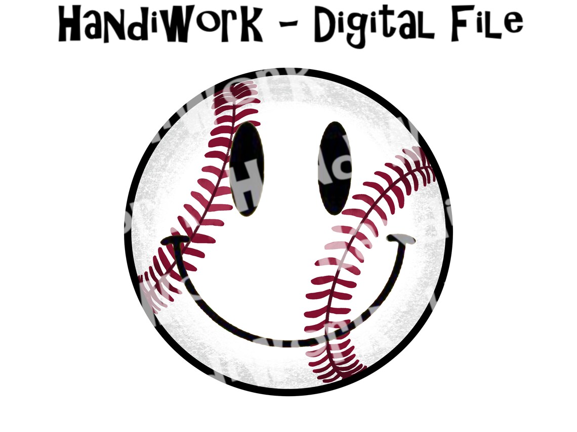 Baseball Smiley Face Png Design, Baseball Smiley Face Sublimation ...